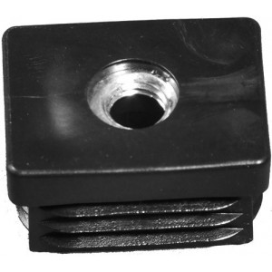 Rect. black inserts tube OD 40x30 mm Wall 1-2 - Metal thread M10
