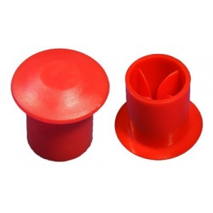 safety plastic caps for OD 6 to 20 mm - Head OD 43.5 mm - LDPE Red